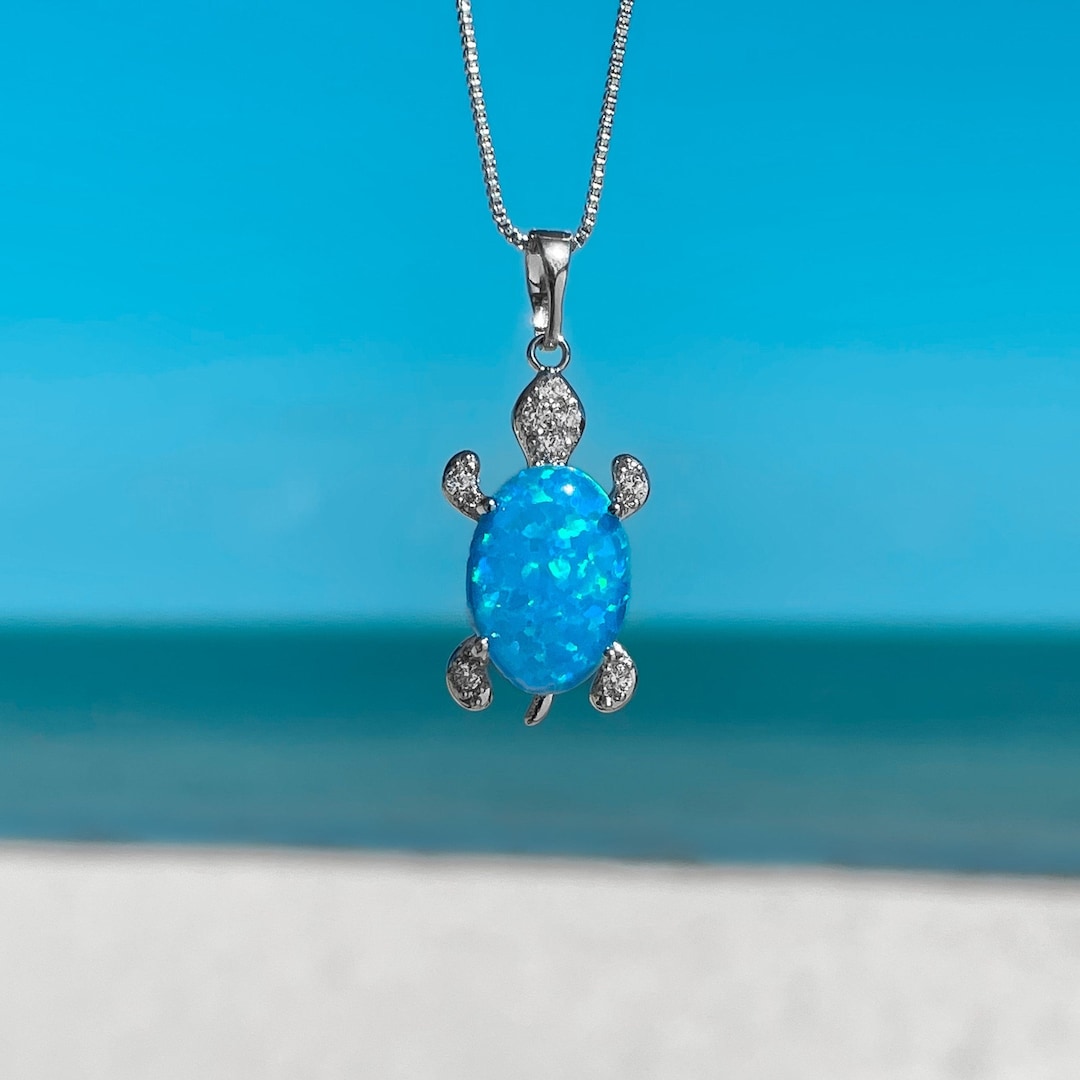 Cute Opal Sea Turtle Necklace - Etsy