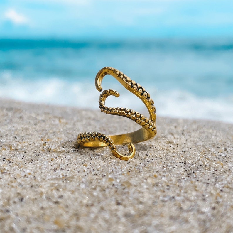 Octopus Wrap Ring Ocean Inspired, Nautical Jewelry, Handmade, Sea Life ...