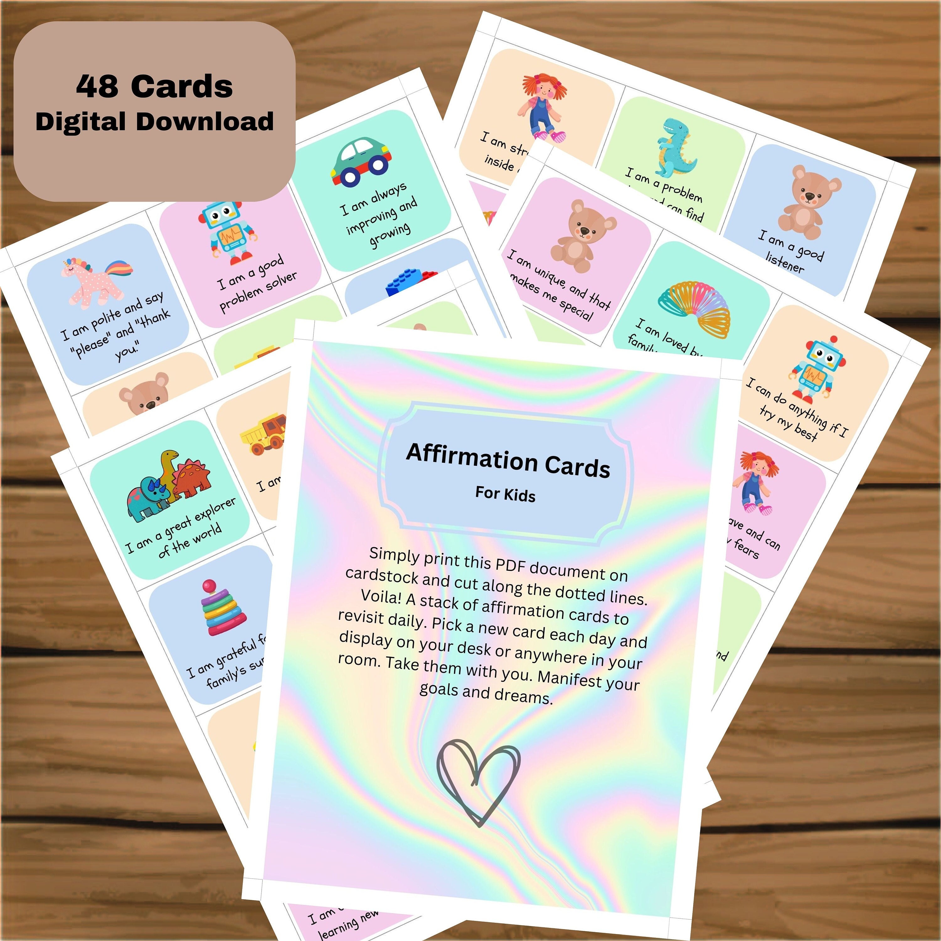 Affirmation Cards for Kids Printable Affirmation Cards Digital Download ...