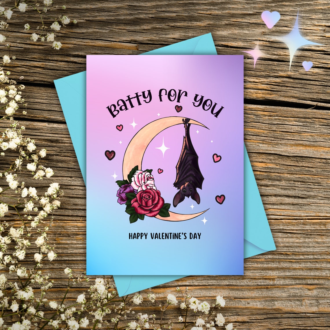 Printable Valentine's Day Card Batty Valentine Card Digital Printable ...
