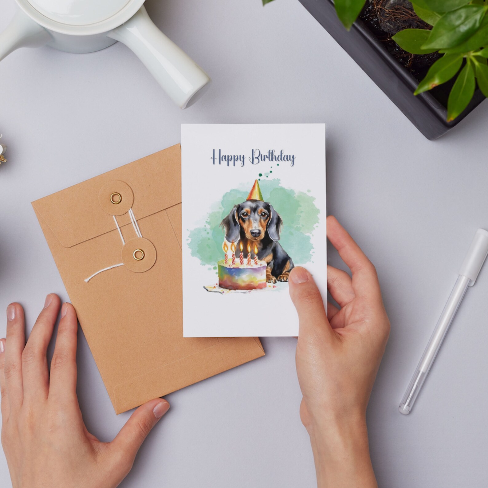 Dog Birthday Card Printable Dachshund Birthday Card Printable Instant ...