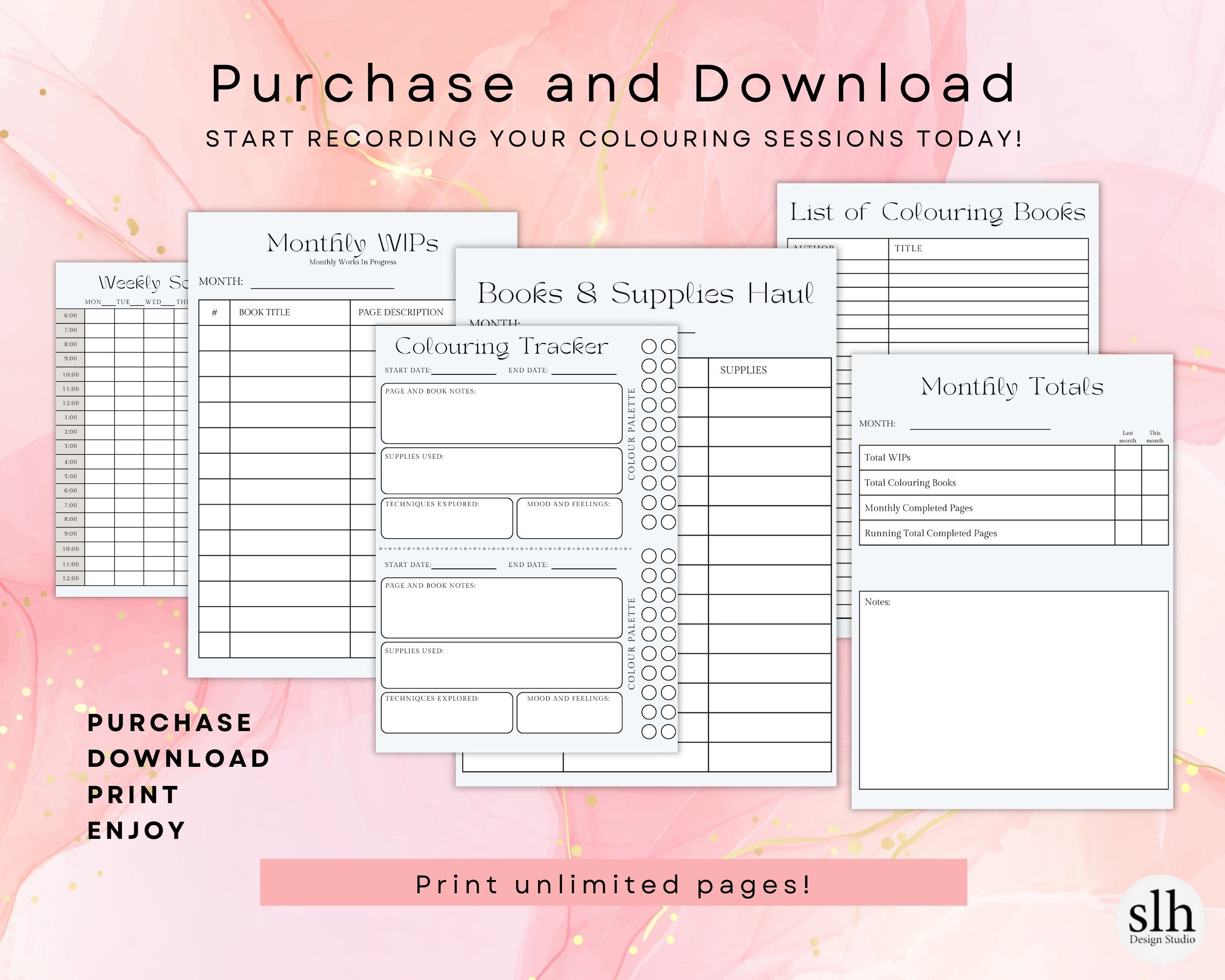 Colouring Tracker Printable Colouring Tracker Bundle Digital Download ...