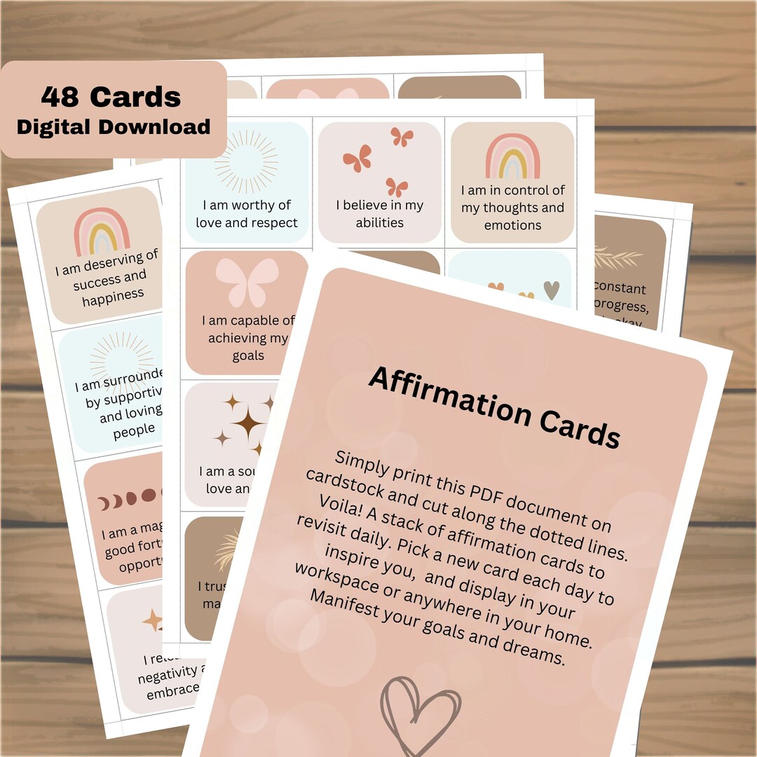 Affirmation Cards Printable Boho Affirmation Cards Digital Download ...
