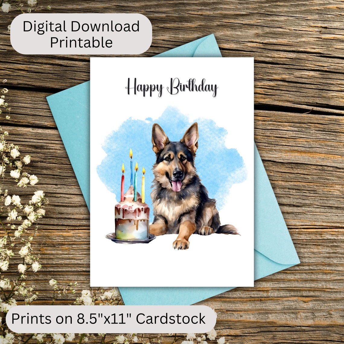 Dog Birthday Card Printable German Shepherd Birthday Card Printable ...