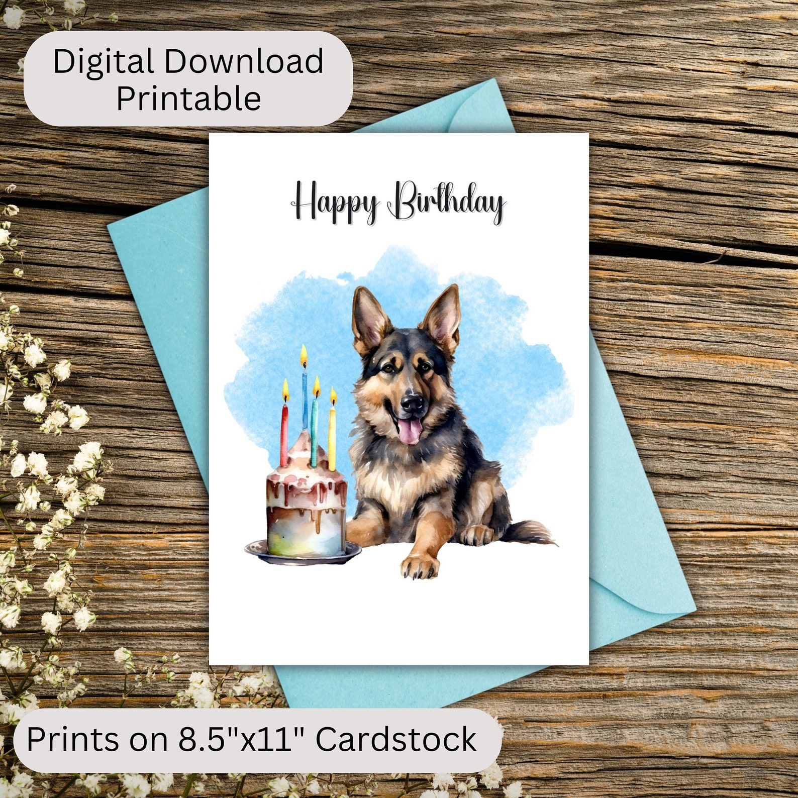 Dog Birthday Card Printable German Shepherd Birthday Card Printable ...