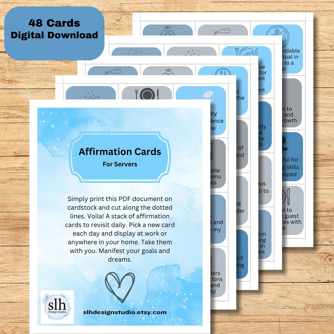 Affirmation Cards for Servers Printable Server Affirmation Cards ...