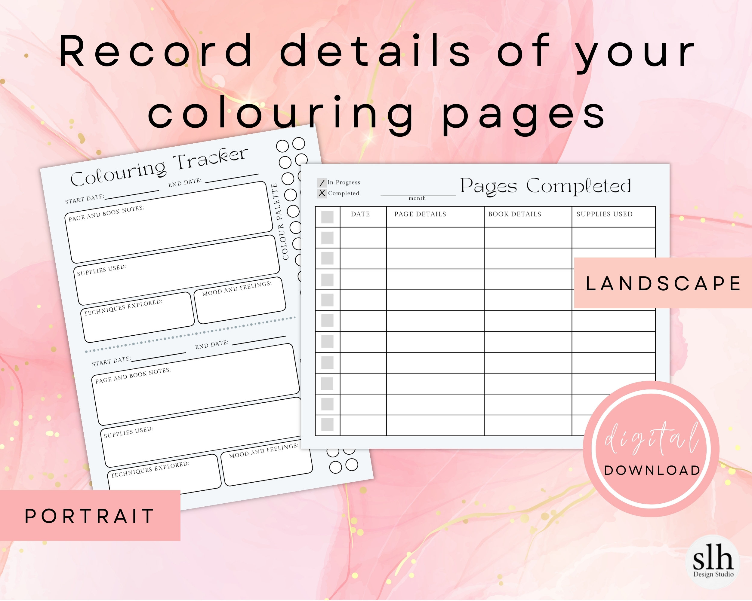 Colouring Tracker Printable Colouring Tracker Bundle Digital Download ...