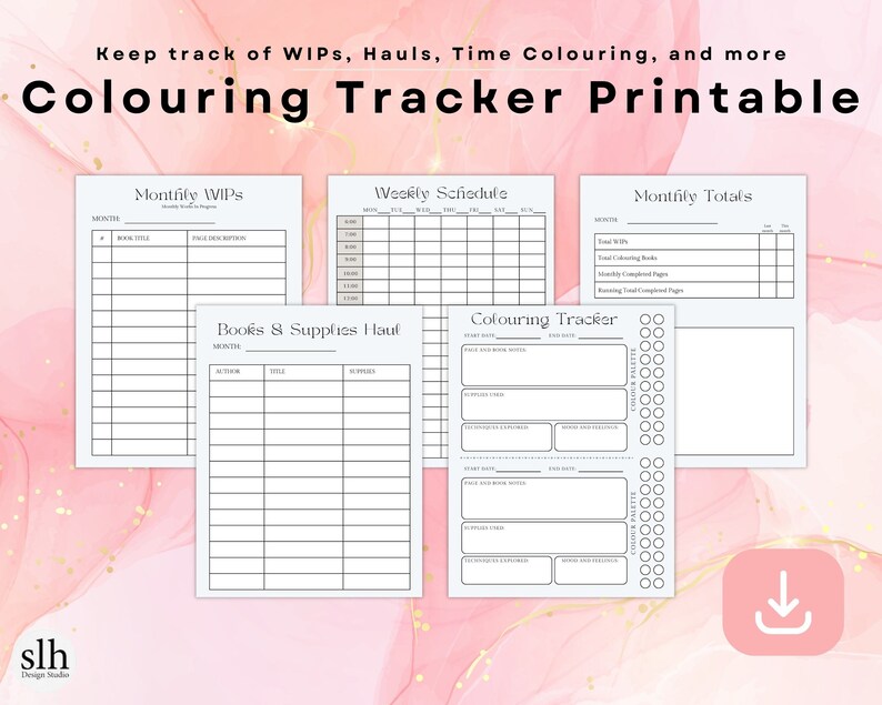 Colouring Tracker Printable Colouring Tracker Bundle Digital Download ...