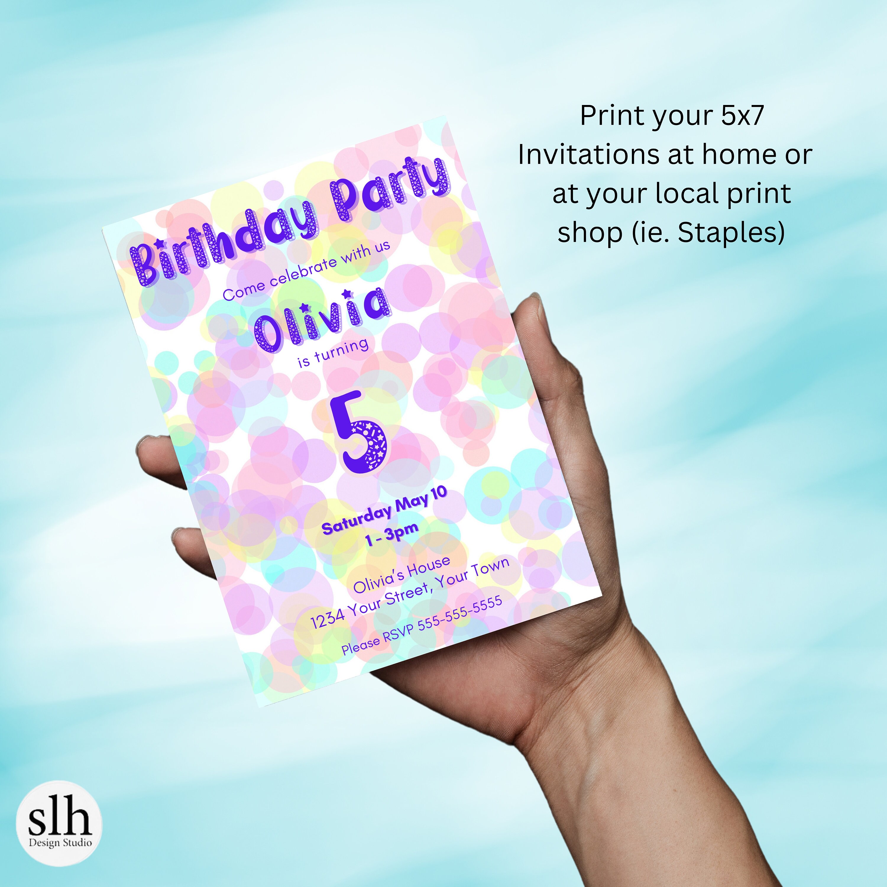 Birthday Dots Digital Invitation Template Editable Birthday Text ...