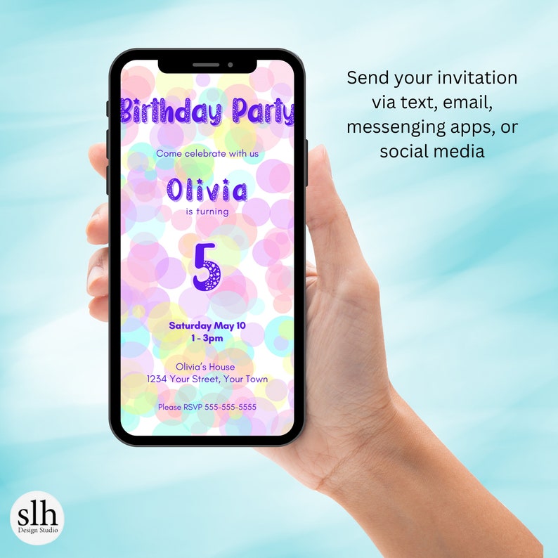 Birthday Dots Digital Invitation Template Editable Birthday Text ...