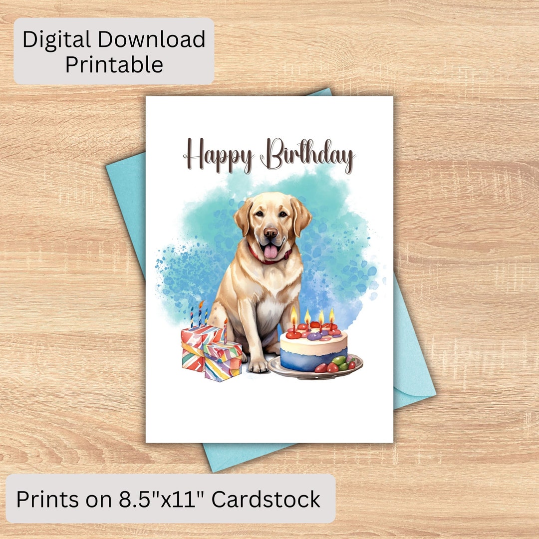 Dog Birthday Card Printable Golden Lab Birthday Card Printable Instant ...