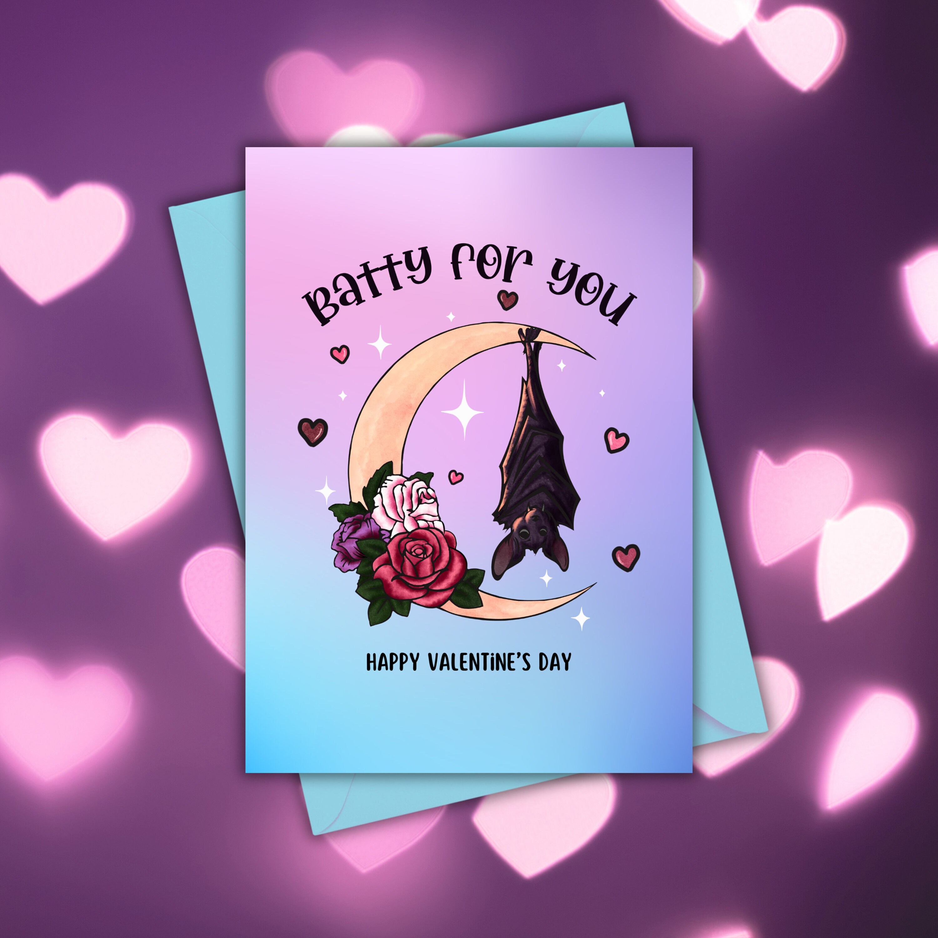 Printable Valentine's Day Card Batty Valentine Card Digital Printable ...