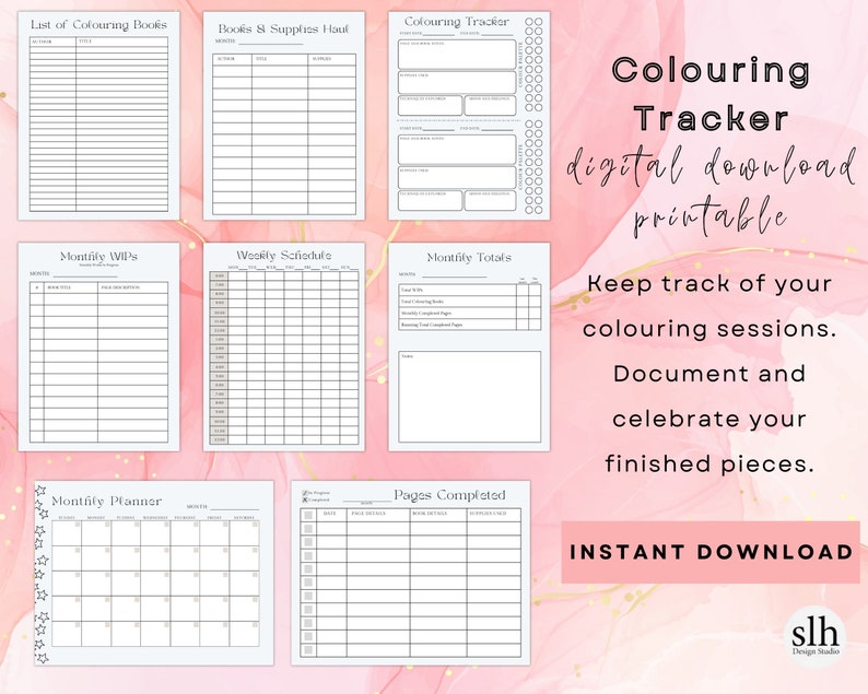 Colouring Tracker Printable Colouring Tracker Bundle Digital Download ...