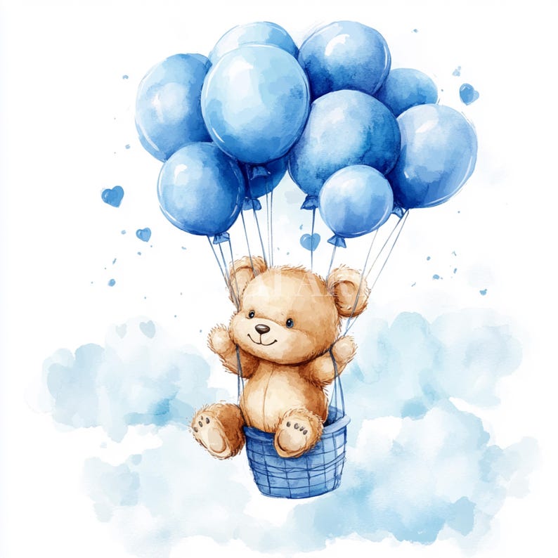 Adorable Teddy Bear Watercolor Clipart, 10 PNG, Instant Download Pack ...