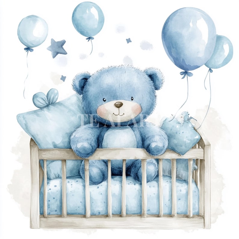 Schattige teddybeer aquarel clipart, 10 png, instant download pack, afdrukbare kunst, babyshower ...