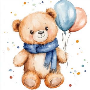 Teddy Bear Watercolor Clipart Pack - 8 PNG, Instant Digital Download ...