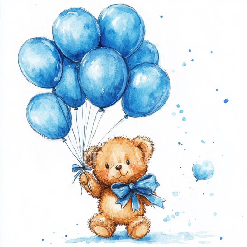Adorable Teddy Bear Watercolor Clipart, 10 PNG, Instant Download Pack ...