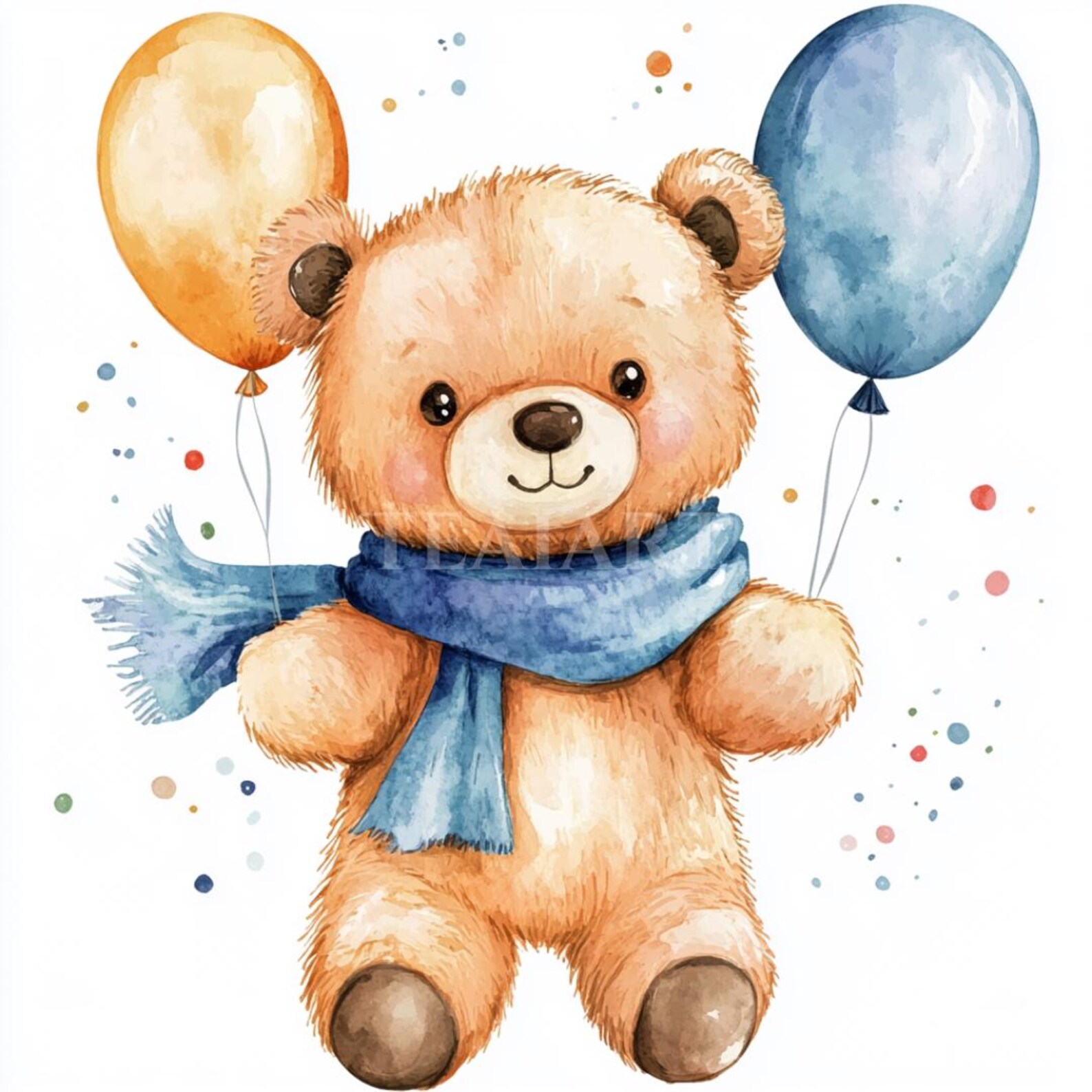 Teddy Bear Watercolor Clipart Pack - 8 PNG, Instant Digital Download ...