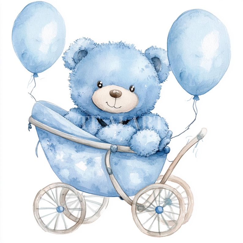 Schattige teddybeer aquarel clipart, 10 png, instant download pack, afdrukbare kunst, babyshower ...