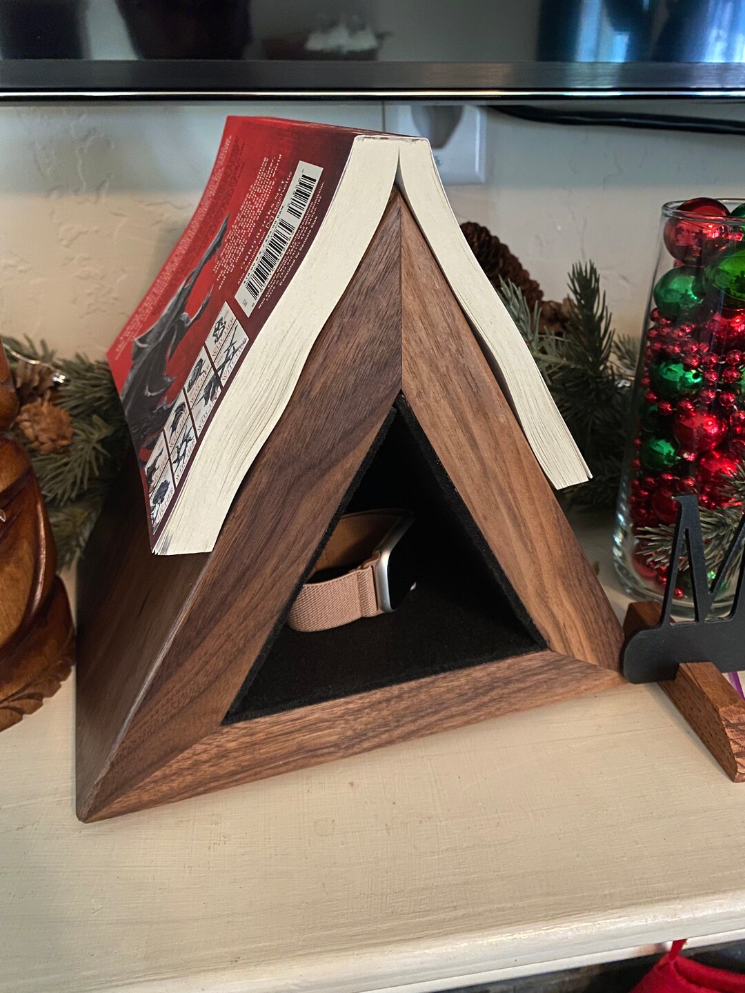 Handmade Triangle Book Stand With Shelf for Phone and Glasses – Unique ...