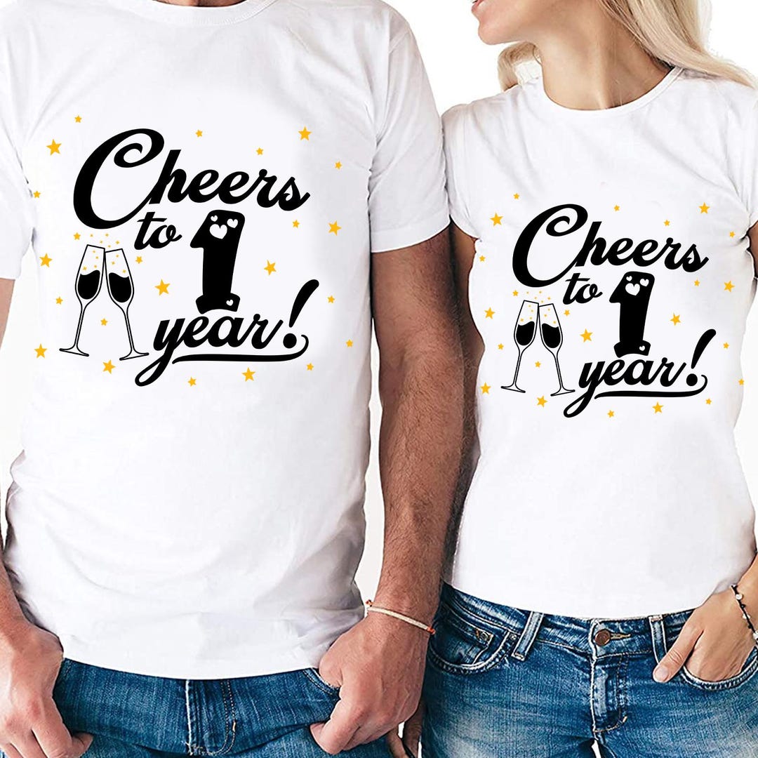 Cheers to 1 Year Couples Set Cut Files | Cricut | Silhouette Cameo ...