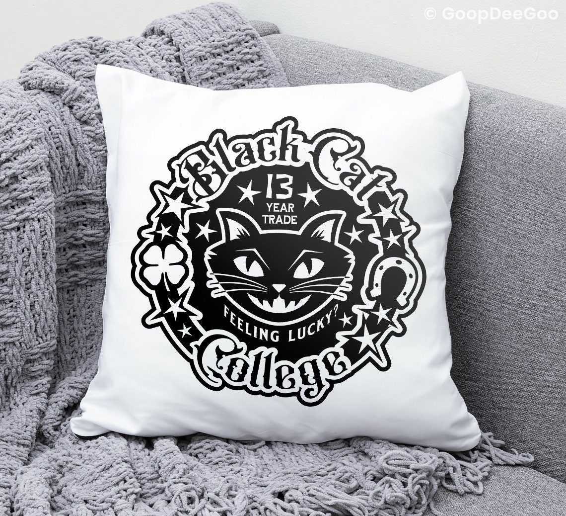 Black Cat College School Logo SVG PNG EPS - Etsy