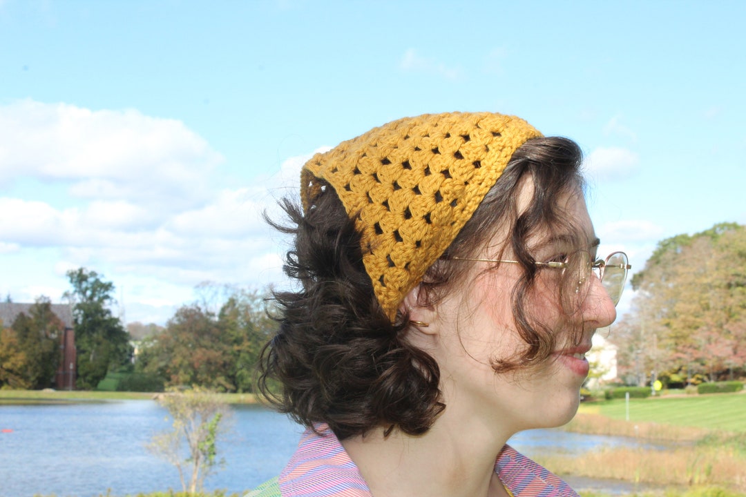 Hand-crocheted Golden Yellow Cluster Bandana 100% Cotton - Etsy