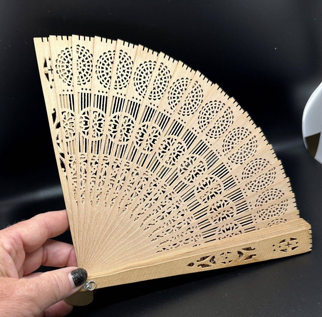 Vintage Hand Fan Cut Out Lace Pattern Wood Folding - Etsy