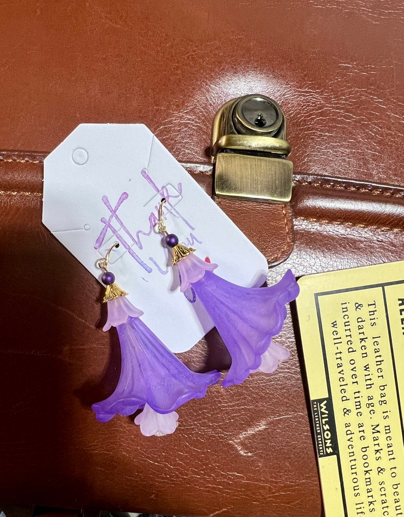 Purple and Light Violet Flower Bell Dangle Drop Earrings - Etsy
