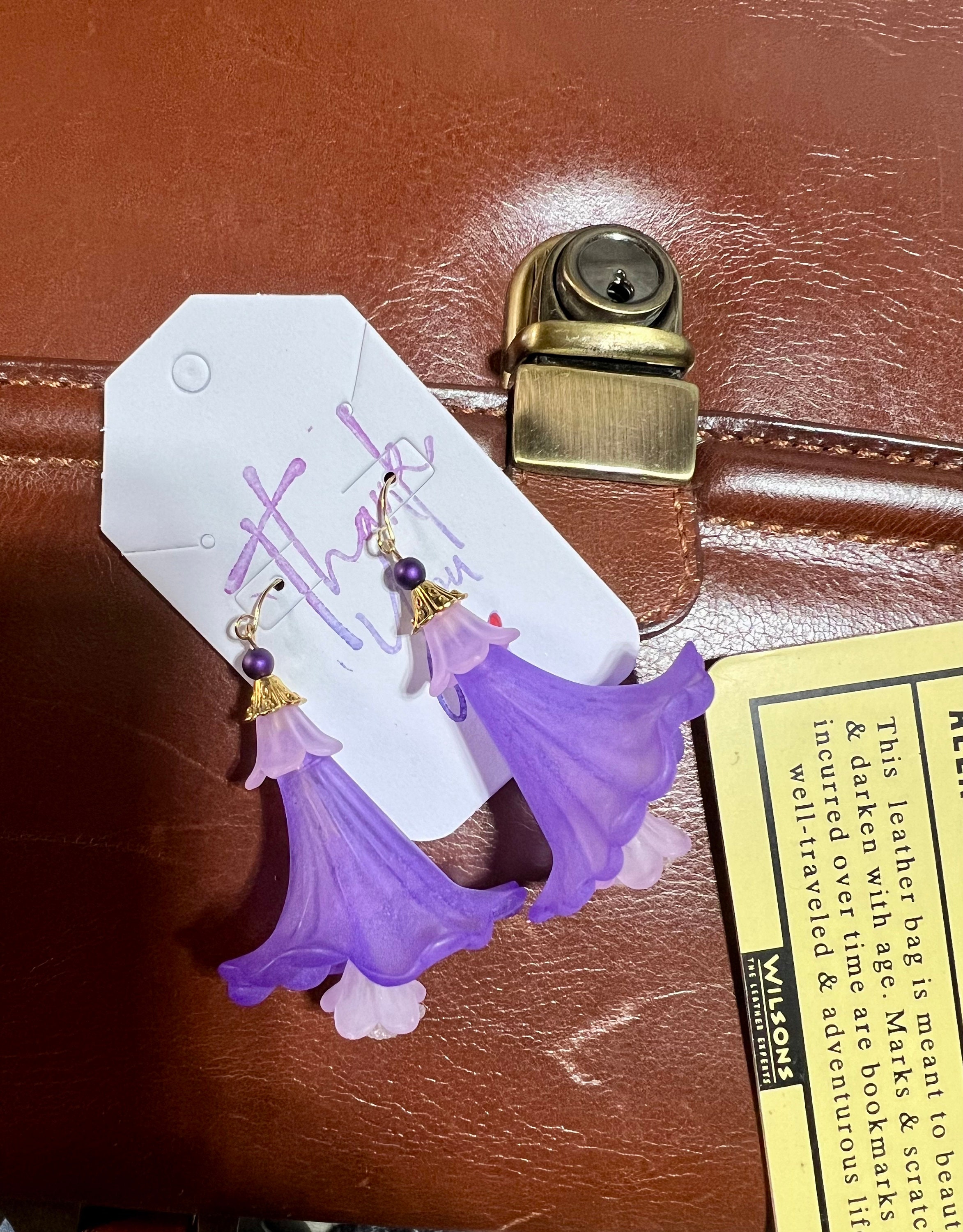 Purple and Light Violet Flower Bell Dangle Drop Earrings Gift Under 30 ...