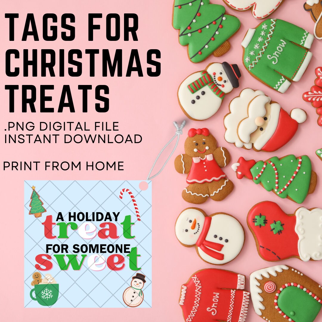 Printable Christmas Treat Tag, Holiday Tag, Christmas Tag, Holiday Tag ...