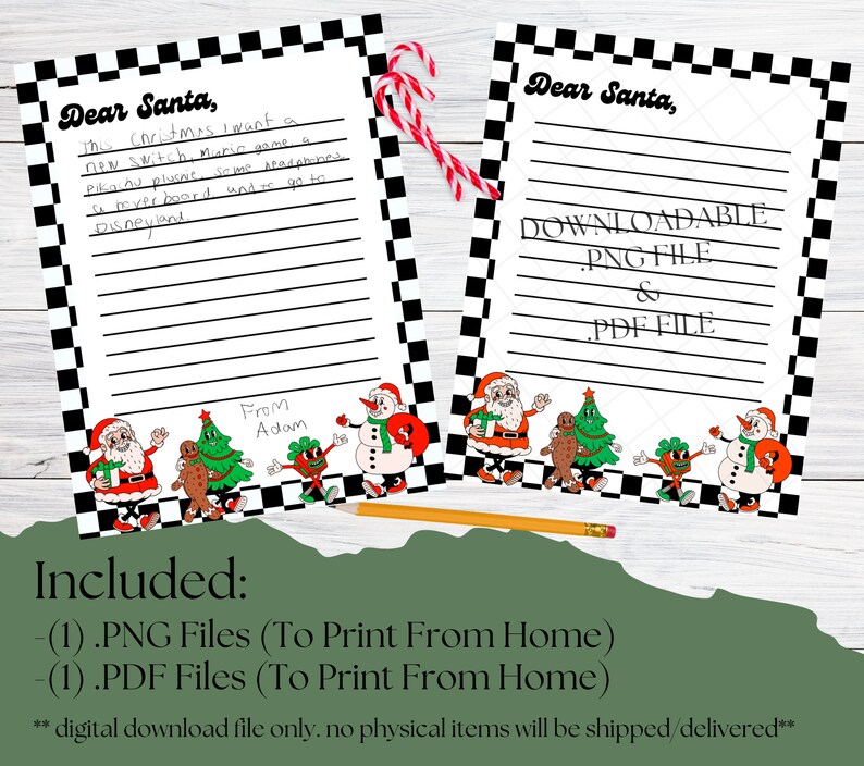 Retro Santa Christmas Letter to Santa, Printable Letter to Santa ...