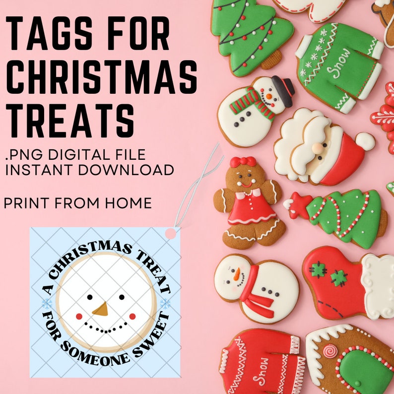Printable Christmas Treat Tag, Holiday Tag, Christmas Tag, Holiday Tag ...