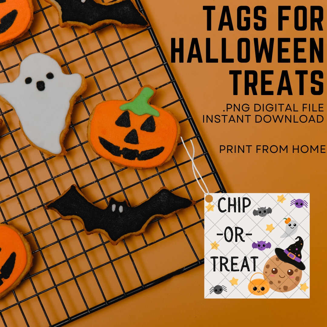 Printable Halloween Chip or Treat Tag, Cookie Tag, Printable PNG, Trick ...