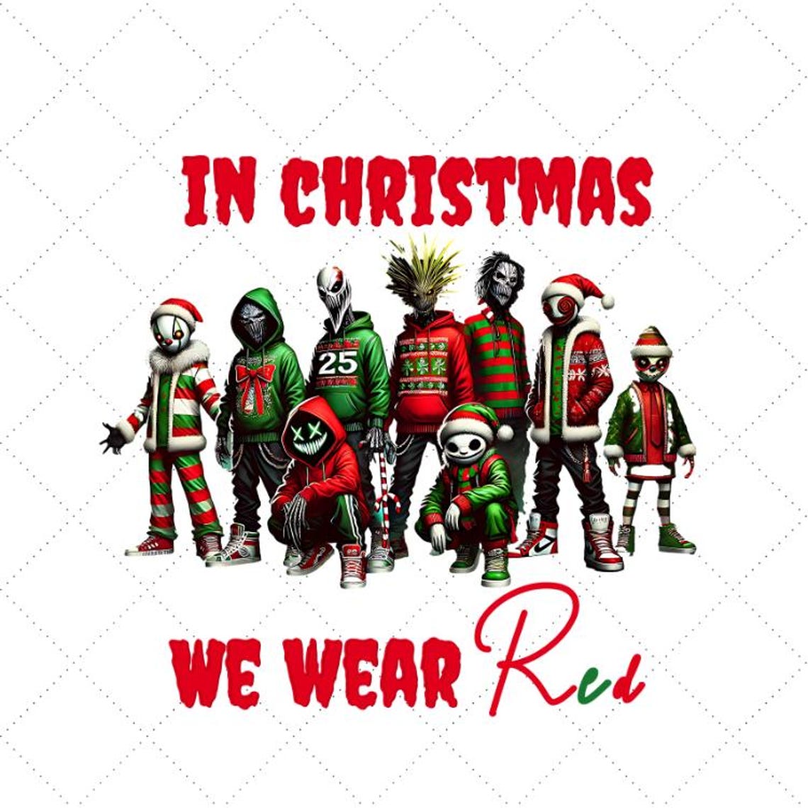 Christmas Horror Characters Png in Christmas We Wear Red Png Friends ...
