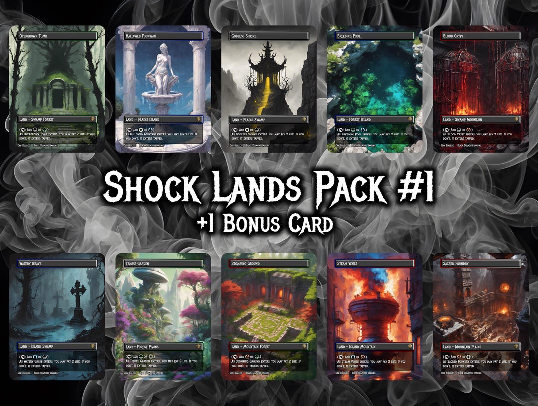 Shock Lands Pack #1 - 10 Magic the Gathering PLAYTEST Shock Land Cards ...