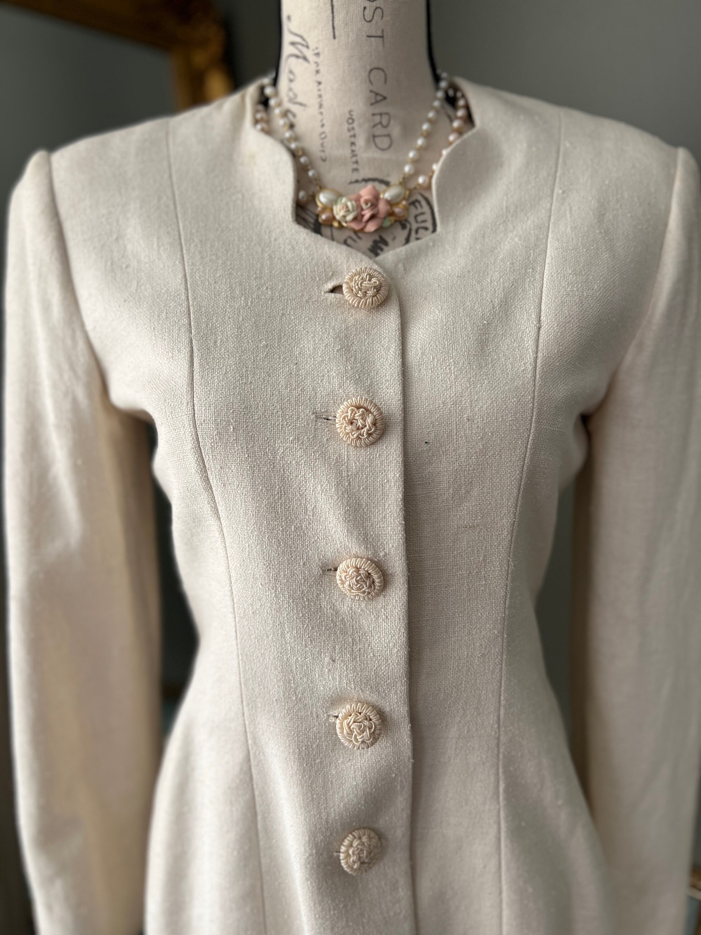 SUPER RARE - Vintage 1940's Ivory "bar Jacket" Blazer With Corded ...