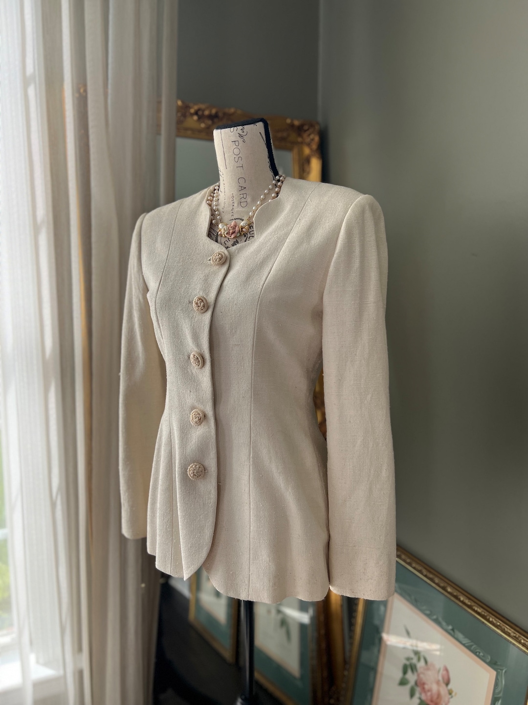 SUPER RARE - Vintage 1940's Ivory "bar Jacket" Blazer With Corded ...