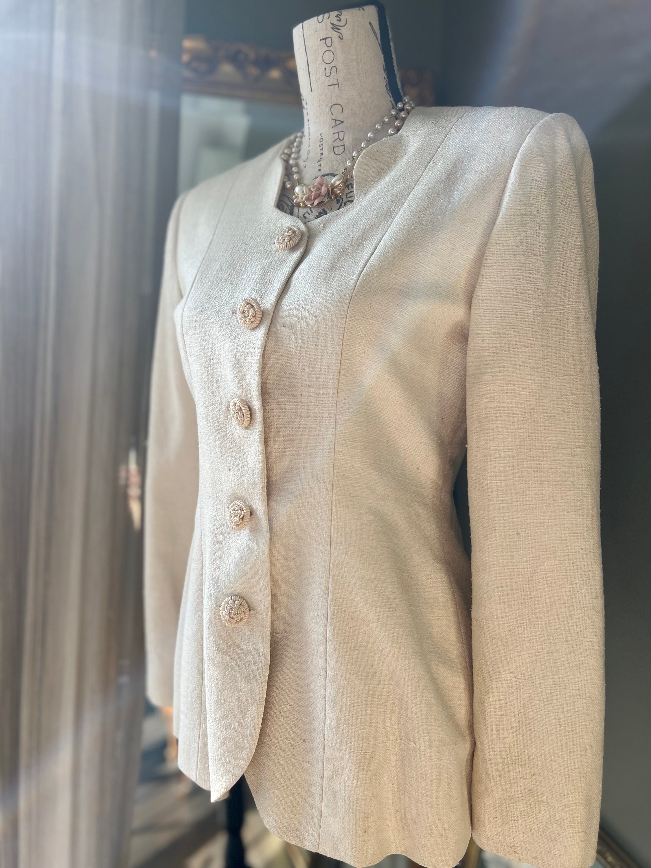 SUPER RARE - Vintage 1940's Ivory "bar Jacket" Blazer With Corded ...
