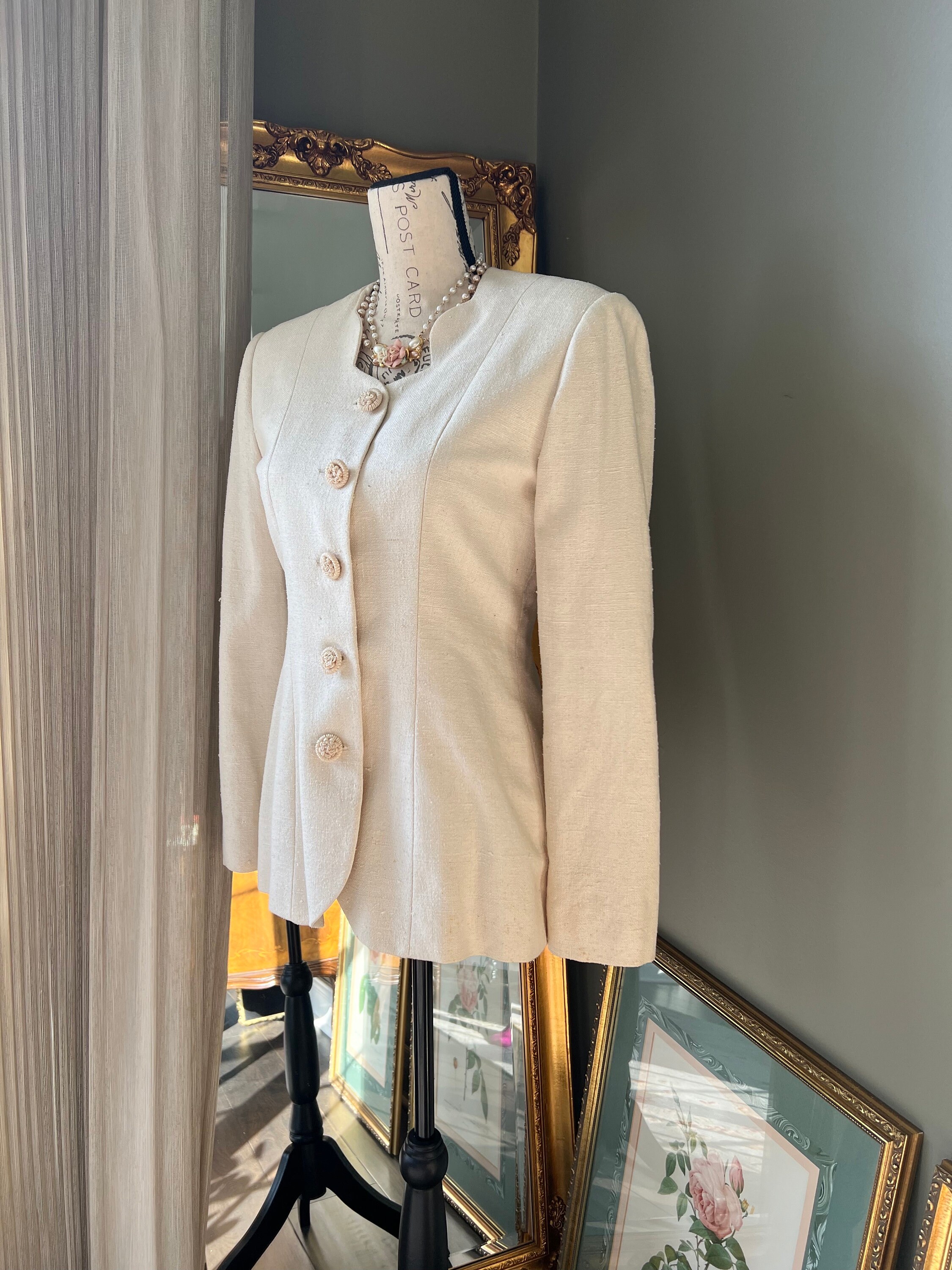 SUPER RARE - Vintage 1940's Ivory "bar Jacket" Blazer With Corded ...
