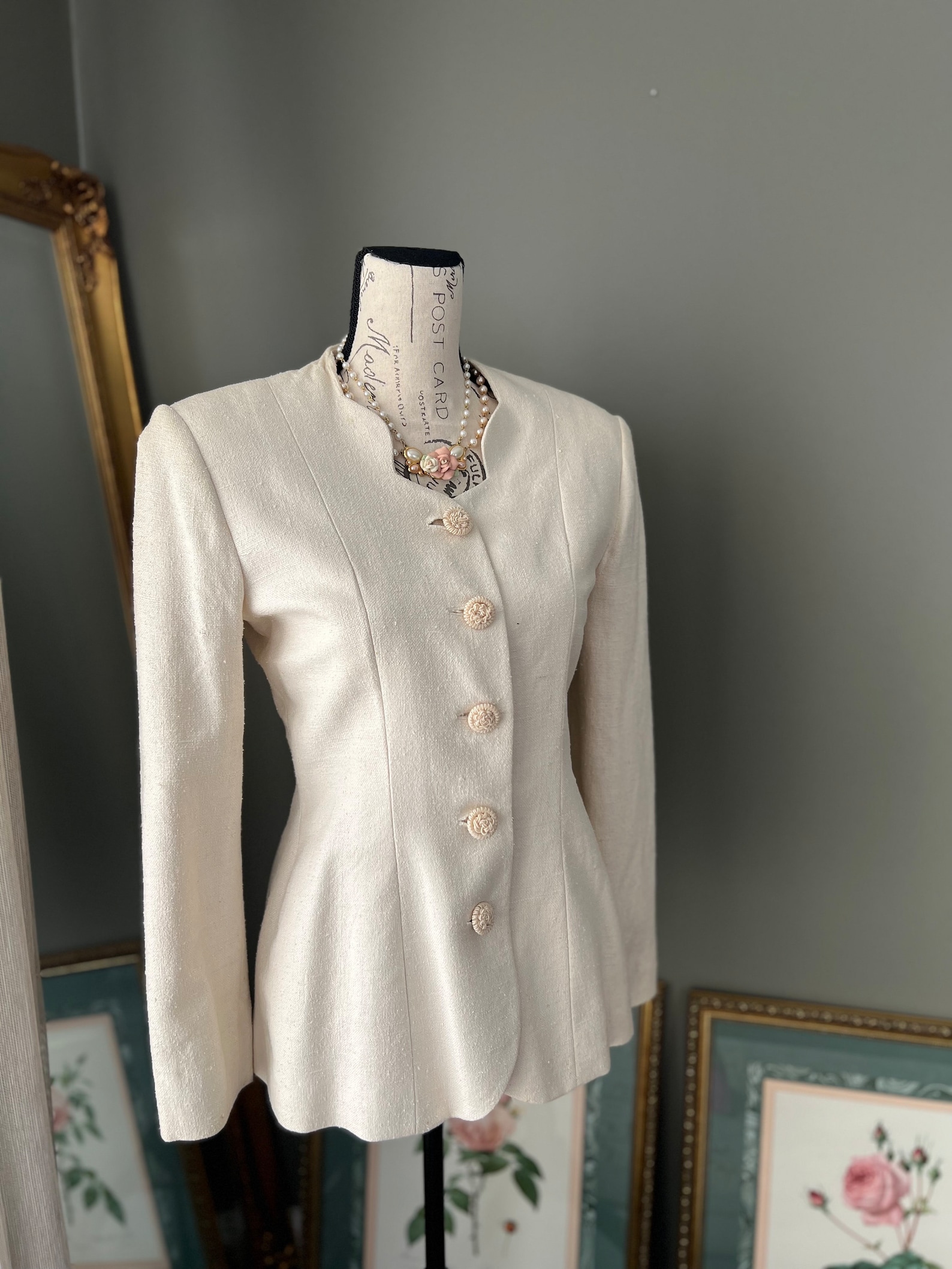 SUPER RARE - Vintage 1940's Ivory "bar Jacket" Blazer With Corded ...