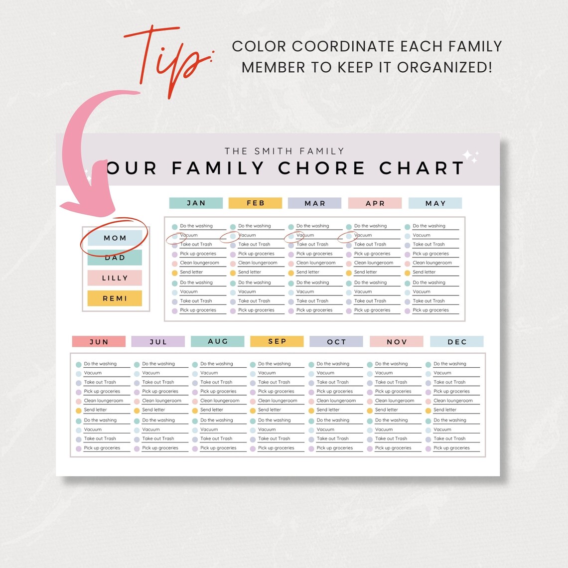 Family Chore Chart Checklist, Editable Cleaning Planner, Cleaning ...