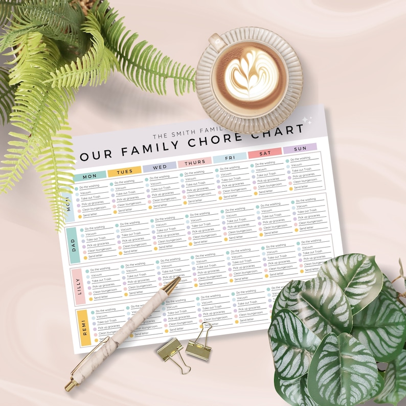 Family Chore Chart Checklist, Editable Cleaning Planner, Cleaning ...