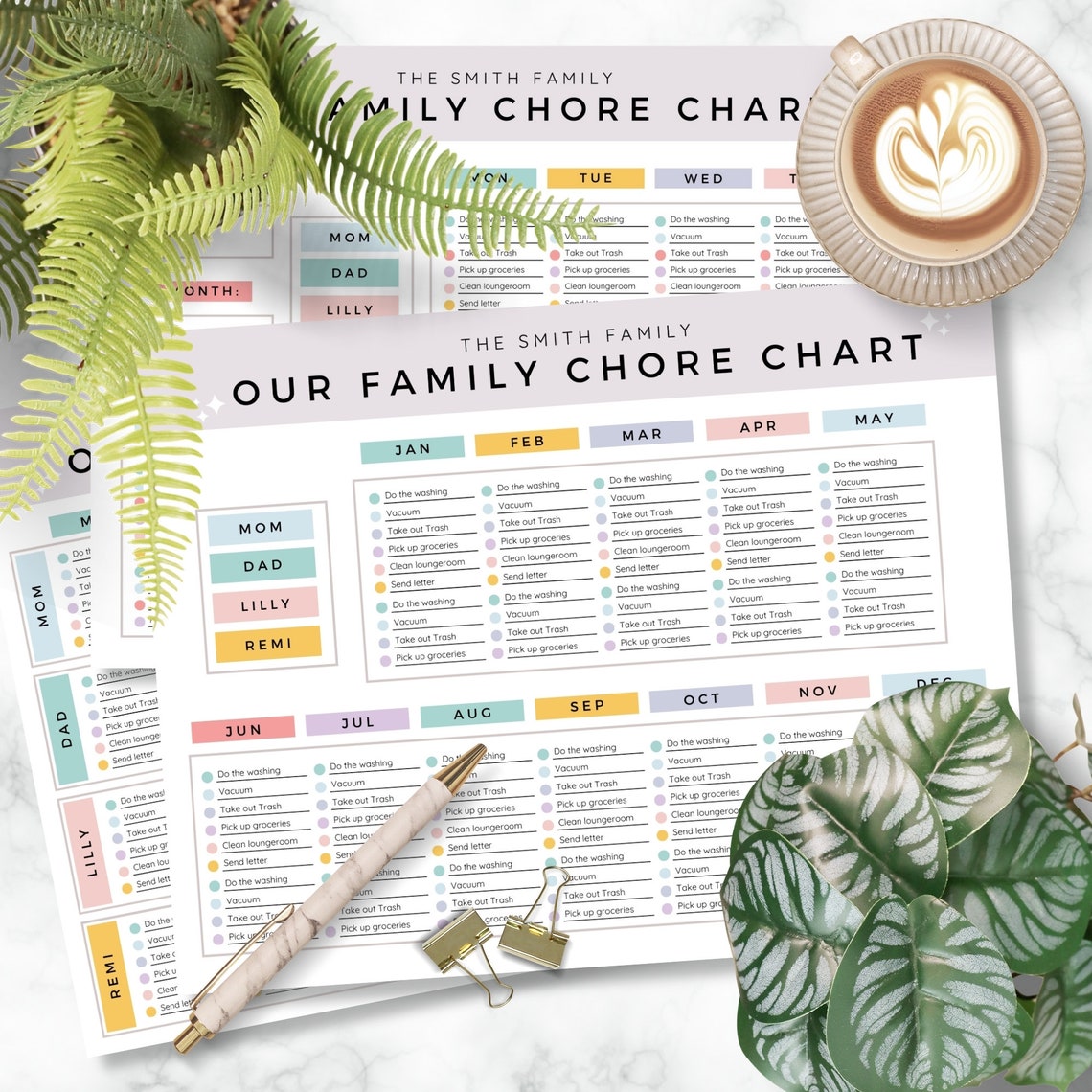 Family Chore Chart Checklist, Editable Cleaning Planner, Cleaning ...