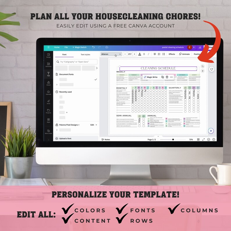 Editable Cleaning Planner Digital PDF, Printable Cleaning Schedule ...