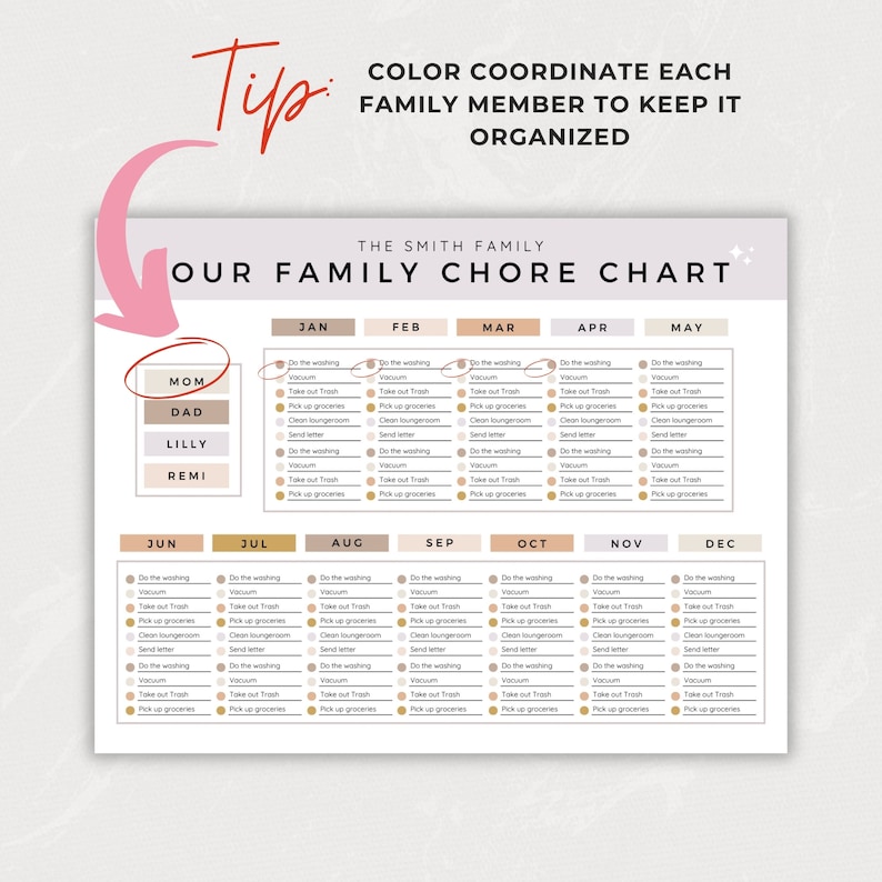 Editable Family Chore Chart, ADHD Cleaning Bundle, Master Cleaning List ...