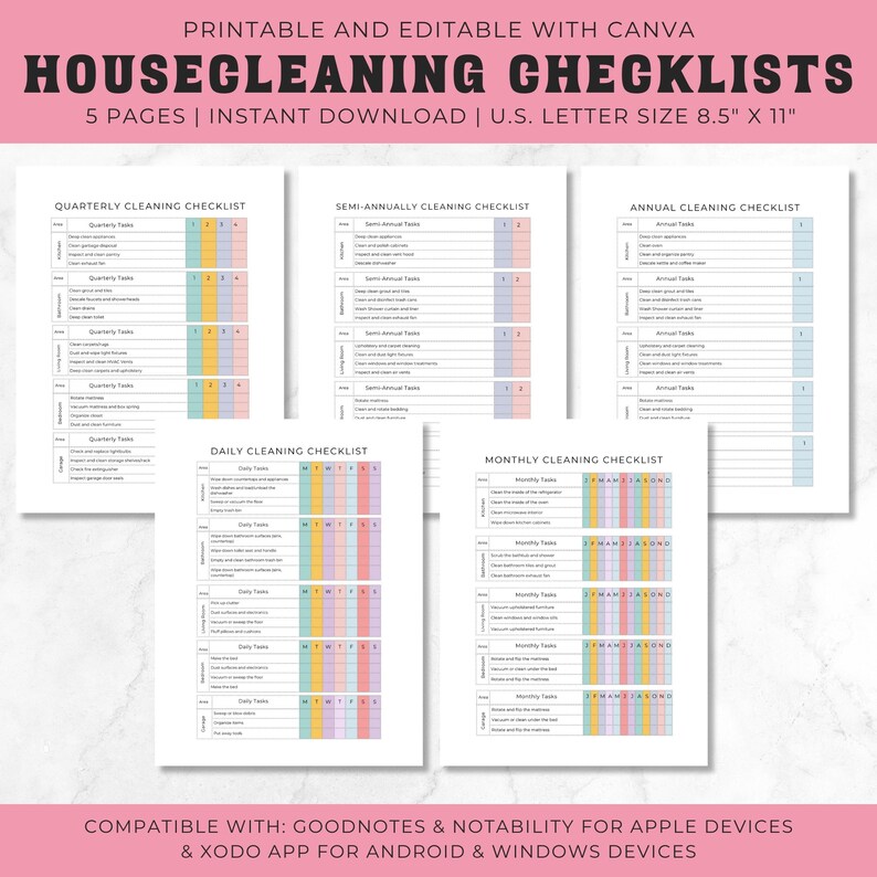 Editable Chore Chart Checklist, ADHD Deep Cleaning Planner, Printable ...