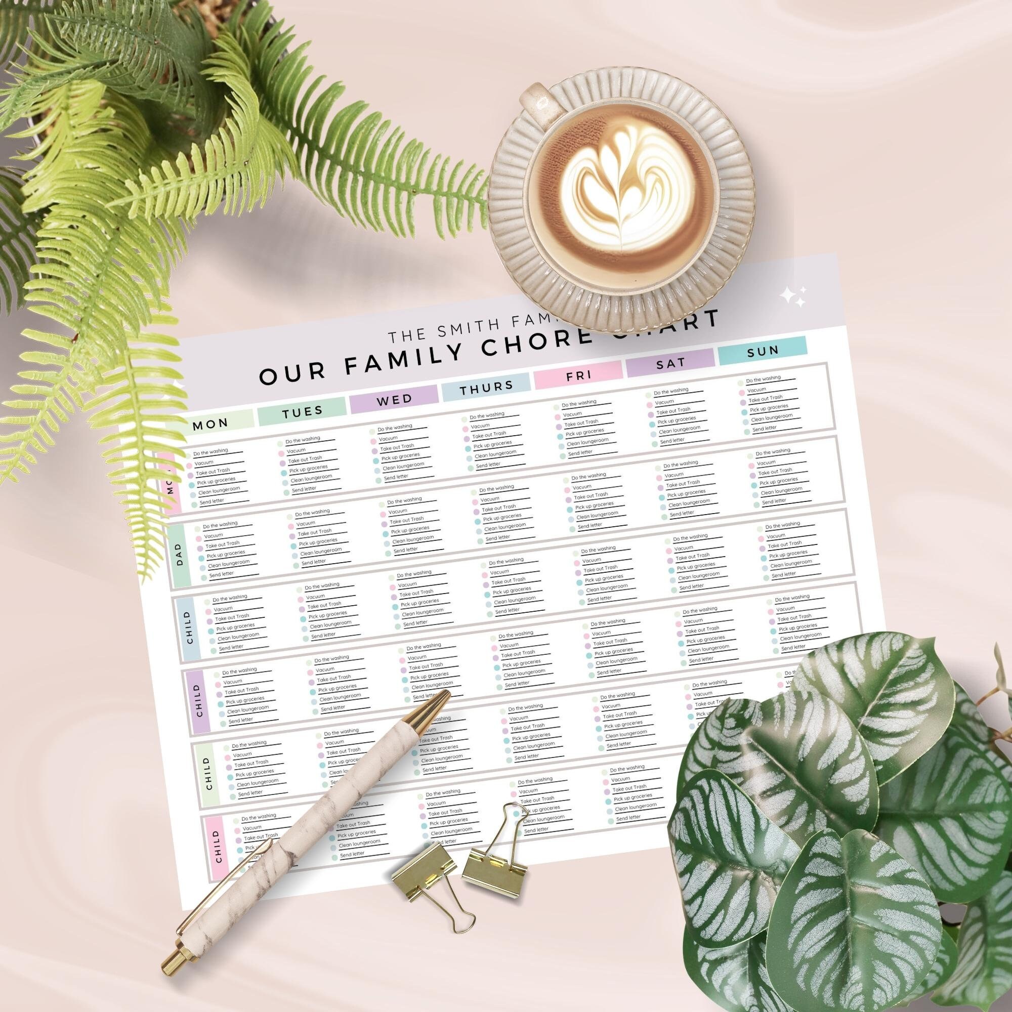 Family Chore Chart Checklist, Editable Cleaning Planner, Cleaning ...