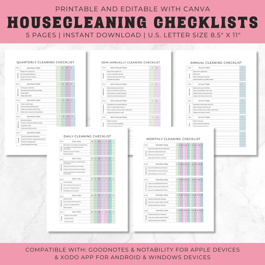 Editable Chore Chart Checklist, ADHD Deep Cleaning Planner, Printable ...