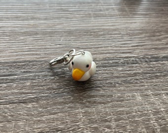 Duck With Bread Keychain, Cute Polymer Clay Figurine, Polymer Clay Duck, Handmade Clay Charm ...